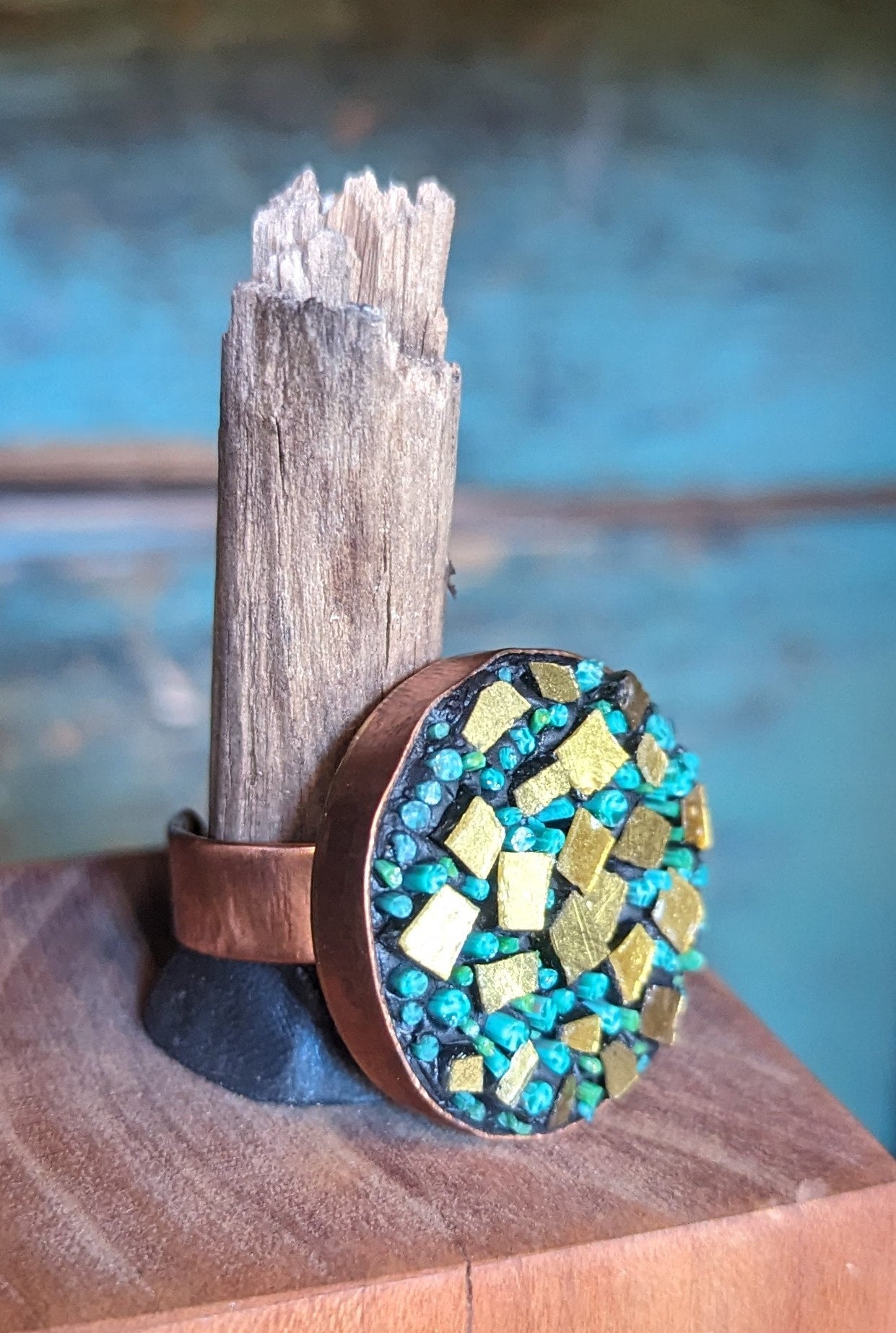 Verdigris and Gold Ring | Sager Mosaics